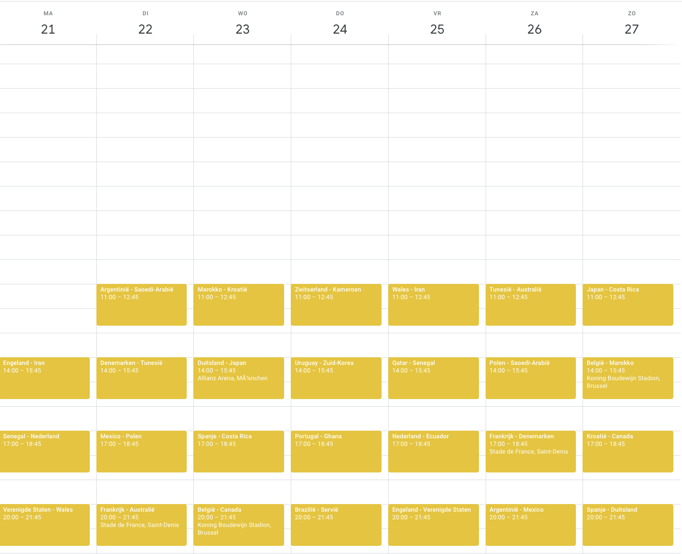 WK voetbalschema in een handomdraai in je Google agenda